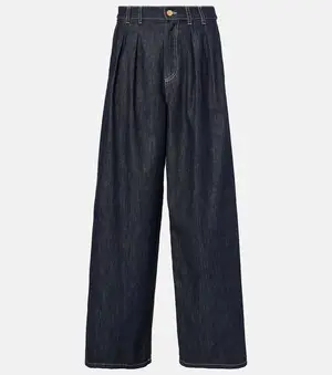 Max Mara High-rise Wide-leg Cotton Trousers