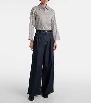 Max Mara High-rise Wide-leg Cotton Trousers