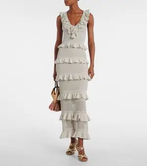 Zimmermann Metallic Frilled Maxi Dress