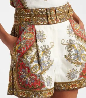 Veronica Beard Hobbes Floral Linen Shorts