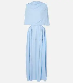 Proenza Schouler Frankie Caped Jersey Maxi Dress - Blue