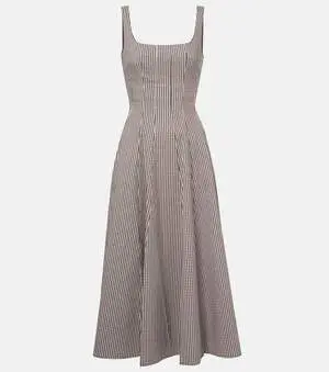 Staud Wells Checked Midi Dress - Multicoloured