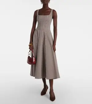 Staud Wells Checked Midi Dress - Multicoloured