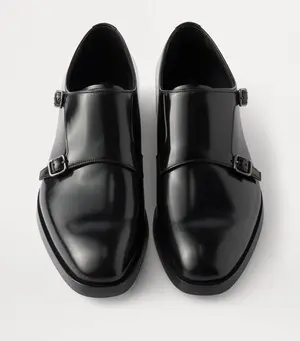 Prada Brushed Leather Double Monk Strap Shoes