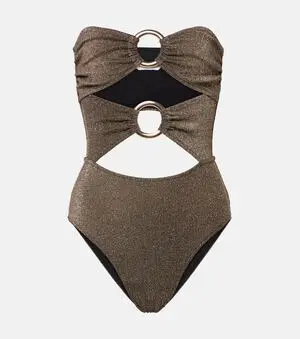 ALEXANDRA MIRO Anya Cut Out Lame Swimsuit - Brown