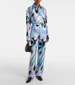 Emilio Pucci Printed Silk Twill Wide-leg Pants