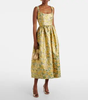 MARKARIAN Floral Lame Jacquard Gown