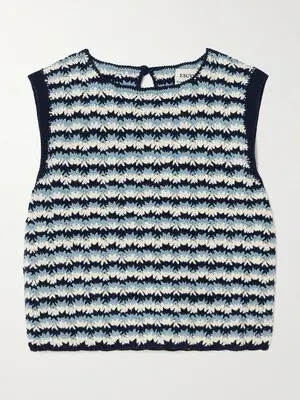 Escvdo Naplo Crocheted Cotton Top - Blue