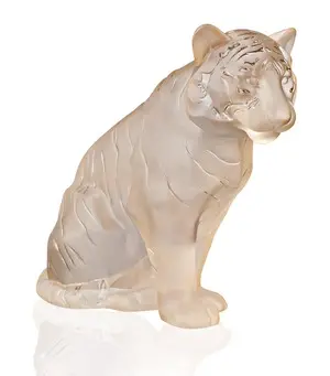 Lalique Sitting Tiger Ornament - Clear