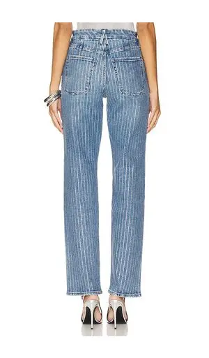 Good American Rhinestone Embellished Denim Trousers