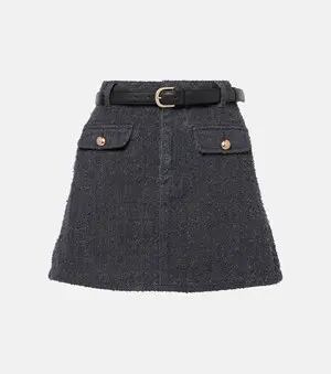 SELF-PORTRAIT Textured Denim Miniskirt