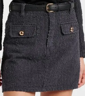 SELF-PORTRAIT Textured Denim Miniskirt