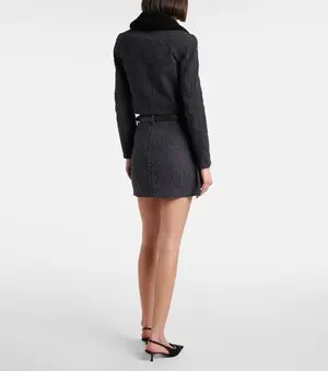SELF-PORTRAIT Textured Denim Miniskirt