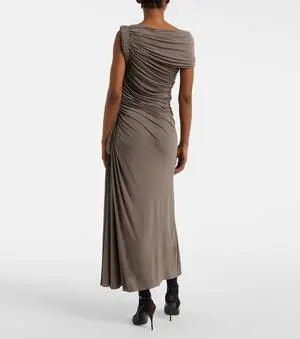 Alaïa Asymmetrical Ruched Midi Dress