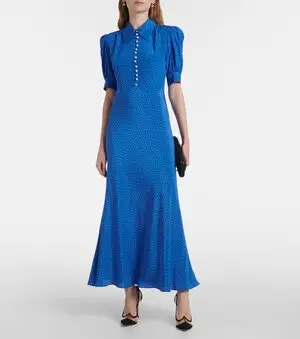 Alessandra Rich Polka-dot Silk Maxi Dress