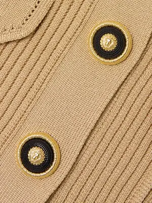 Balmain Ribbed Pointelle-knit Cardigan