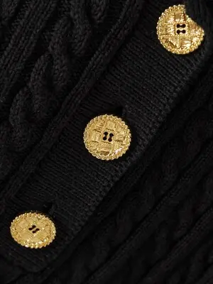 Alessandra Rich Cropped Cable-knit Cotton Polo Shirt