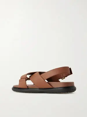 Marni Fussbett Leather Slingback Sandals - Brown