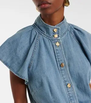 Zimmermann Crush Flutter Sleeve Denim Shirt