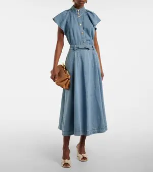Zimmermann Crush Flutter Sleeve Denim Shirt