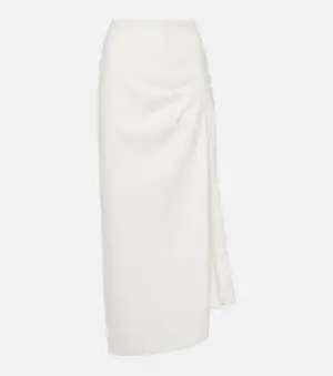 SIR. Dorian Ruched Linen-blend Maxi Skirt - White
