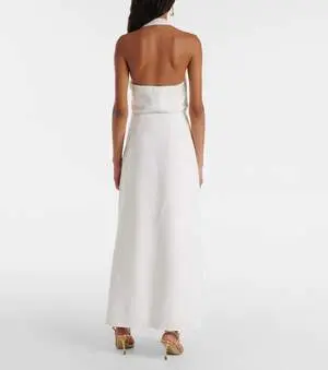 SIR. Dorian Ruched Linen-blend Maxi Skirt