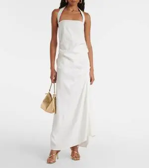 SIR. Dorian Ruched Linen-blend Maxi Skirt
