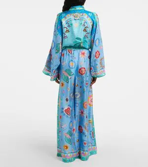 Camilla Embellished Printed Silk Palazzo Pants