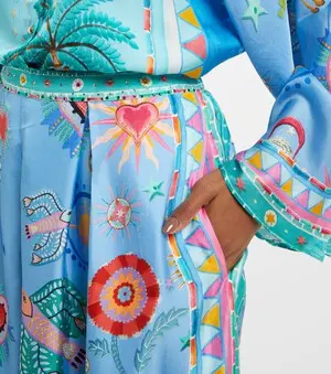 Camilla Embellished Printed Silk Palazzo Pants