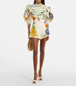 ALEMAIS Flores Floral High-rise Shorts