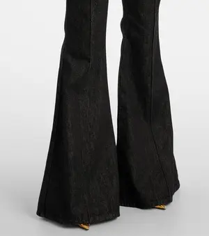 SELF-PORTRAIT High-rise Flared Jeans In Ivory Glow