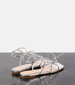 GIANVITO ROSSI Metallic Leather Sandals