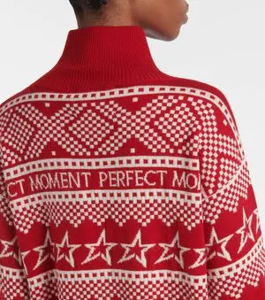 Perfect Moment Intarsia Wool High Neck Sweater