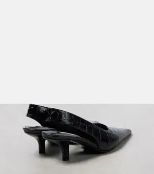 TOTEME Croc-effect Leather Slingback Pumps - Black