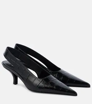 TOTEME Croc-effect Leather Slingback Pumps