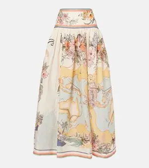Zimmermann Tallow Printed Linen Maxi Skirt