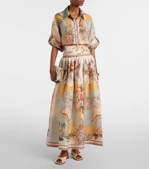 Zimmermann Tallow Printed Linen Maxi Skirt