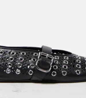 Alaïa Vienne Embellished Leather Ballet Flats