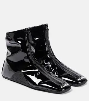 Alaïa Faux Patent Leather Ankle Boots