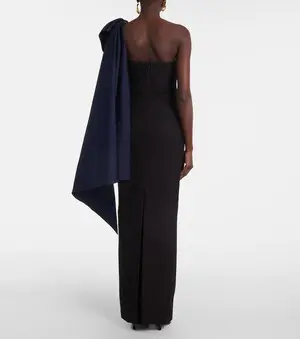 Roland Mouret Bow-detail Draped Taffeta Gown