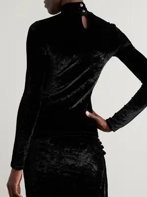 Rabanne Embellished Velvet Turtleneck Top
