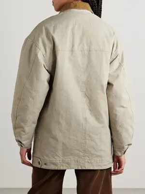MARANT ETOILE Corduroy-trimmed Cotton-canvas Jacket - Neutrals