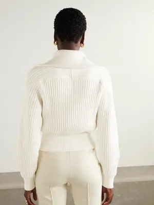 HIGH SPORT Chester Ribbed Cotton-blend Zip-up Sweater - Neutrals