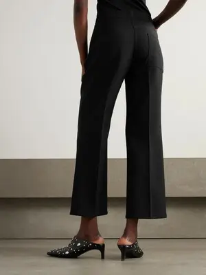 JIL SANDER Cropped Wool-crepe Flared Trousers