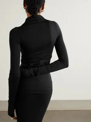 Rick Owens Cutout Ruched Stretch-jersey Top