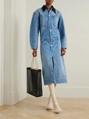 Stella McCartney Corduroy-trimmed Denim Dress