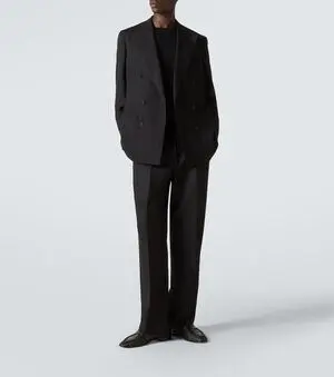 SAMAN AMEL Wool Straight-leg Trousers