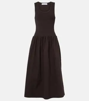 Proenza Schouler White Label Malia Jersey And Poplin Midi Dress - Brown