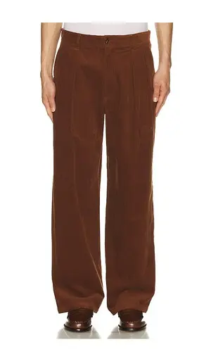 WAO Wide Leg Pleated Corduroy Trousers