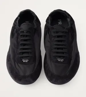 Prada Re-nylon And Suede Sneakers - Black